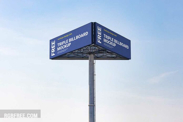 Triple billboard mockup - RGBFREE.COM