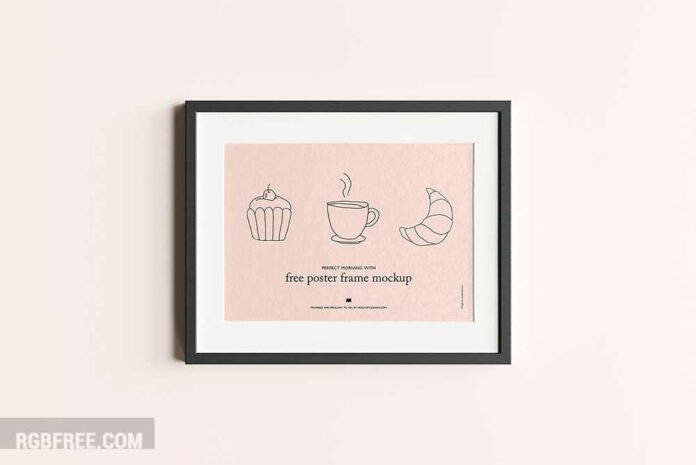 Free horizontal poster frame mockup - RGBFREE.COM